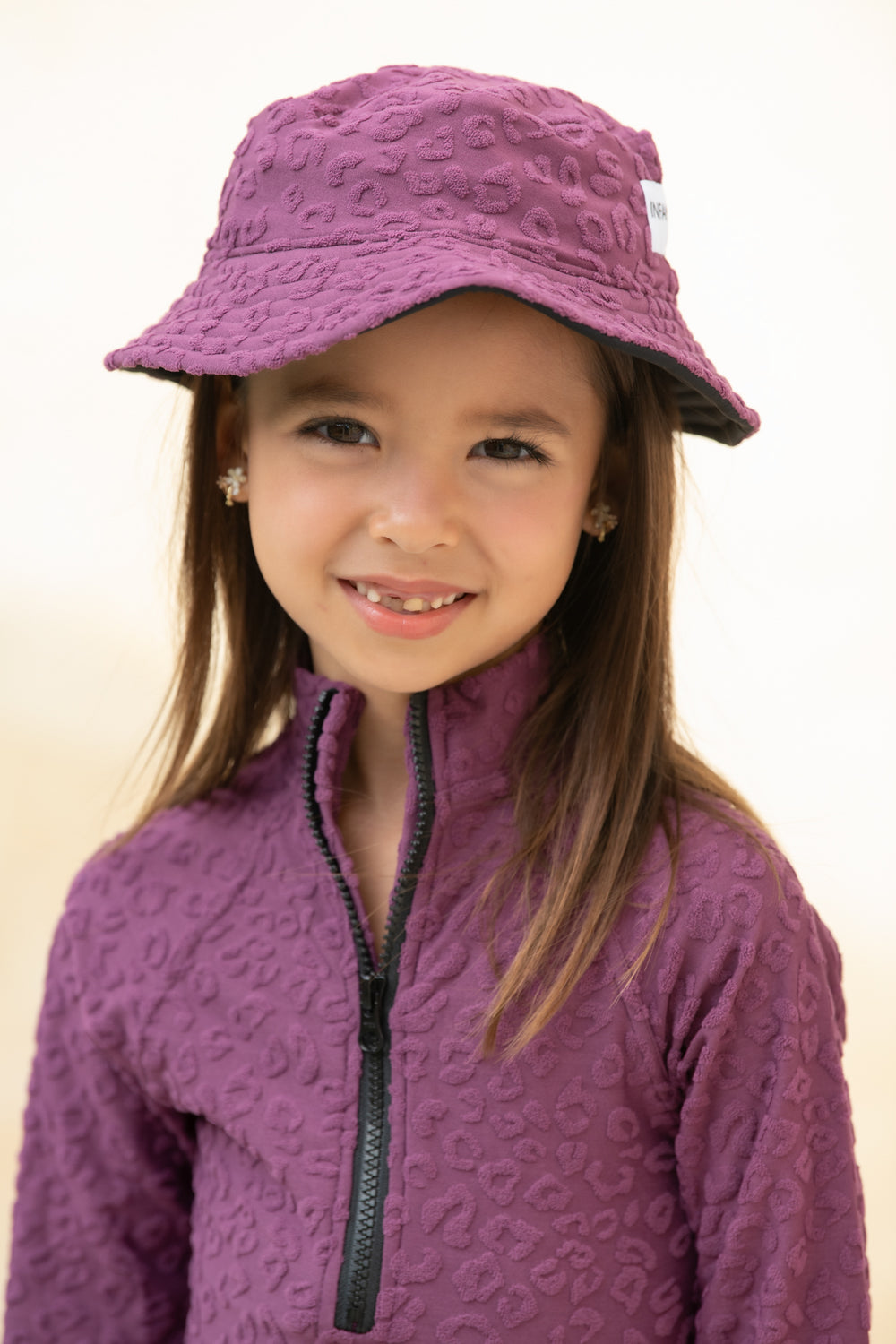 Daisy Swim Hat - Textured Leopard Grape